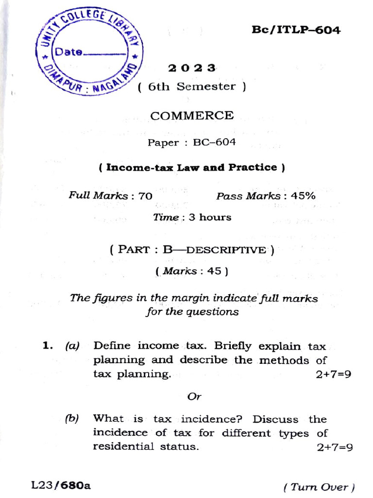 BC-604 (Income Tex Law and Practice) | PDF