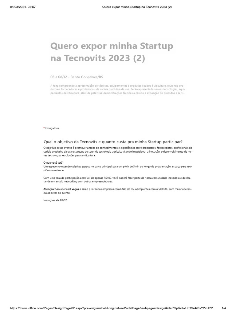 Exemplo - Formulário | PDF | Empresa Startup | Microempresas e Empreendedores