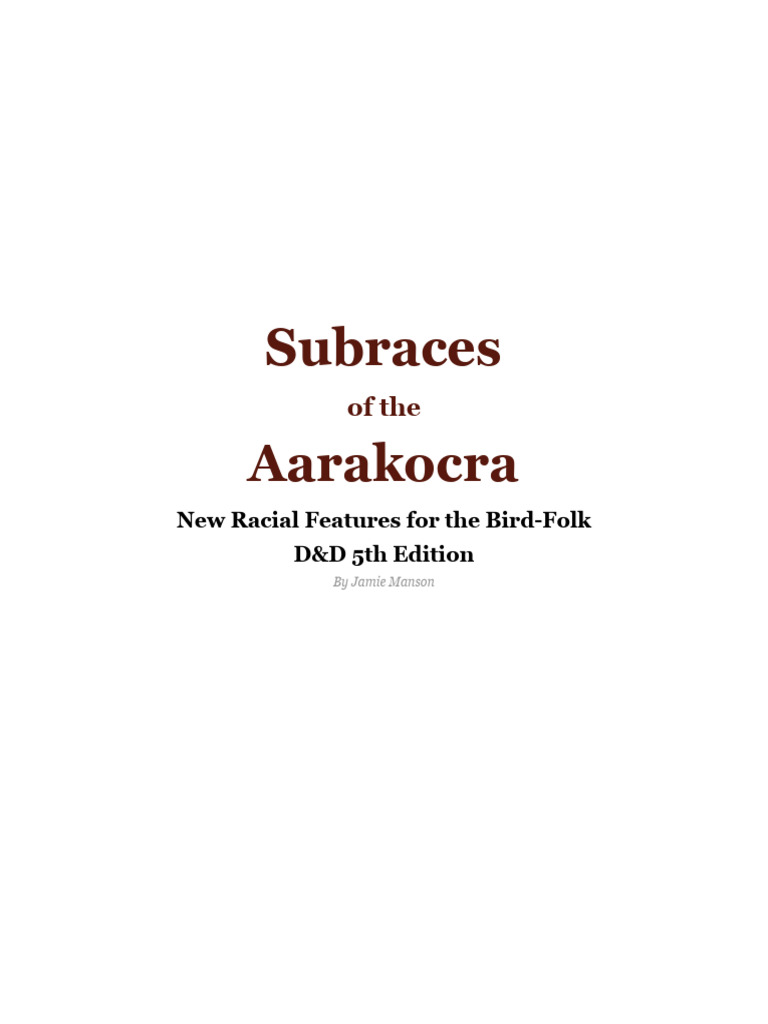 Subraces of The Aarakocra | PDF
