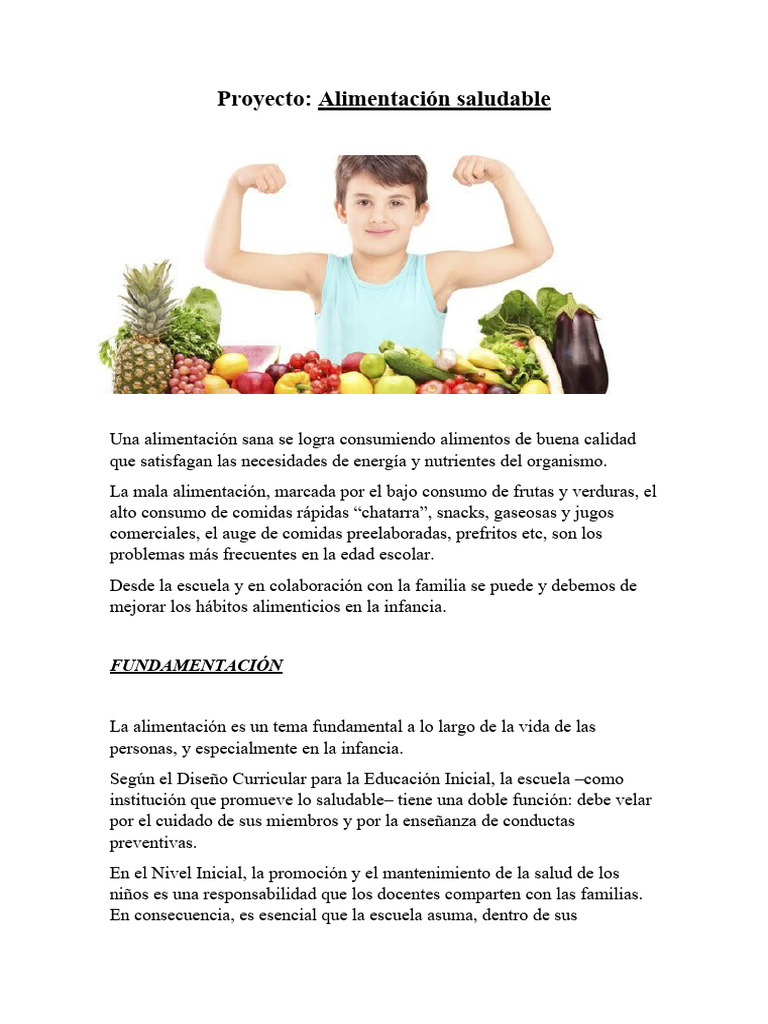 Proyecto Alimentación saludable | PDF | Alimentos | Educación de la primera infancia