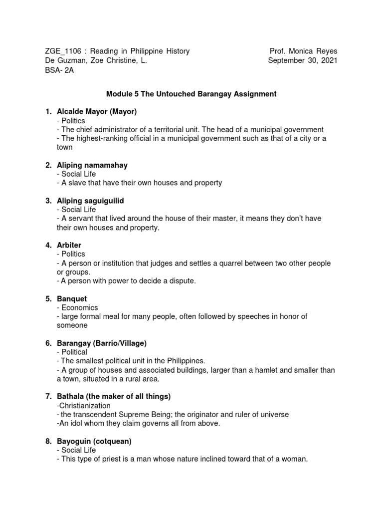 De GUZMAN - Untouched Barangay Assignment | PDF | Religious Faiths