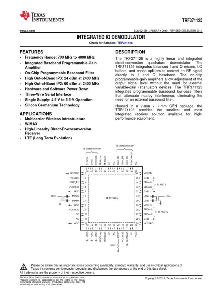 TRF 371125 | PDF | Power Supply | Bandwidth (Signal Processing)