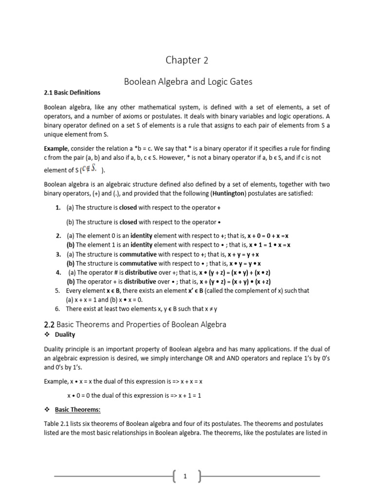 CH 2 | Download Free PDF | Logic Gate | Boolean Algebra