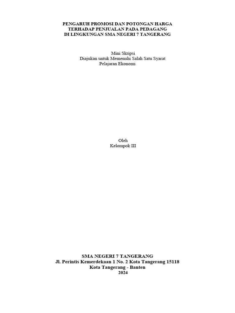 Mini Skripsi Word | PDF