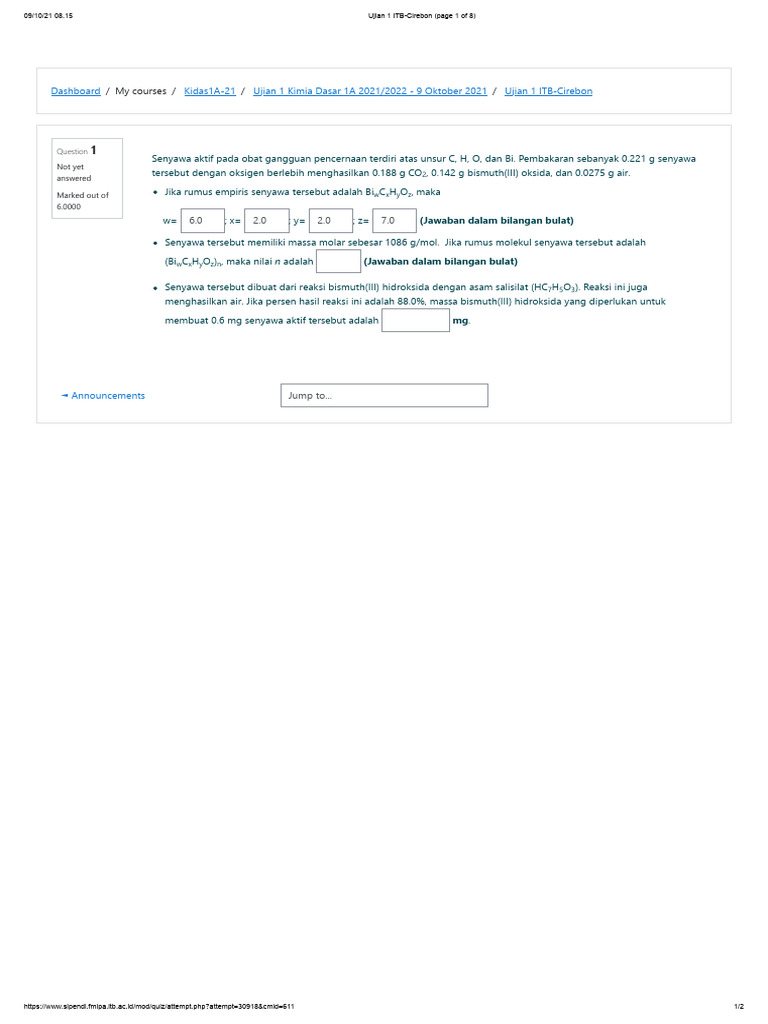 UTS Kimia 1A 2021 | PDF