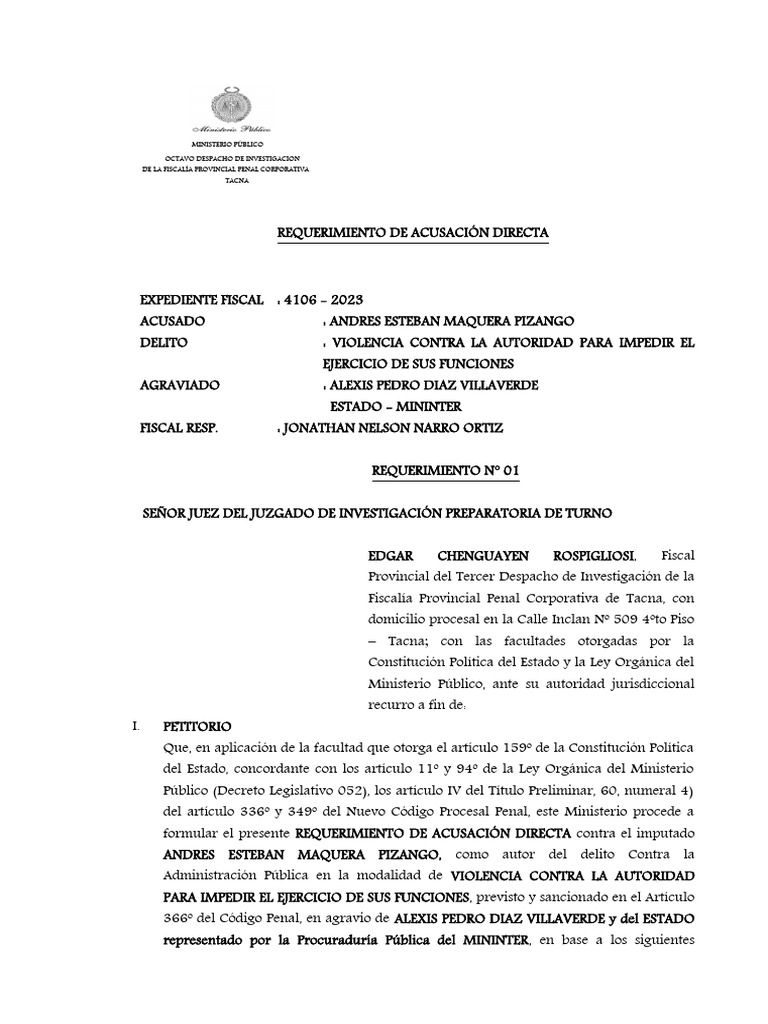 4106-2023 Violencia Contra La Autoridad para Impedir El Ejercicio de ...