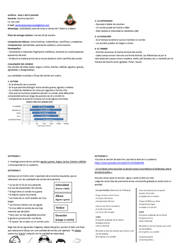 Guia1 Periodo IV - SEPTIMO | PDF | Sonido | Escuchando