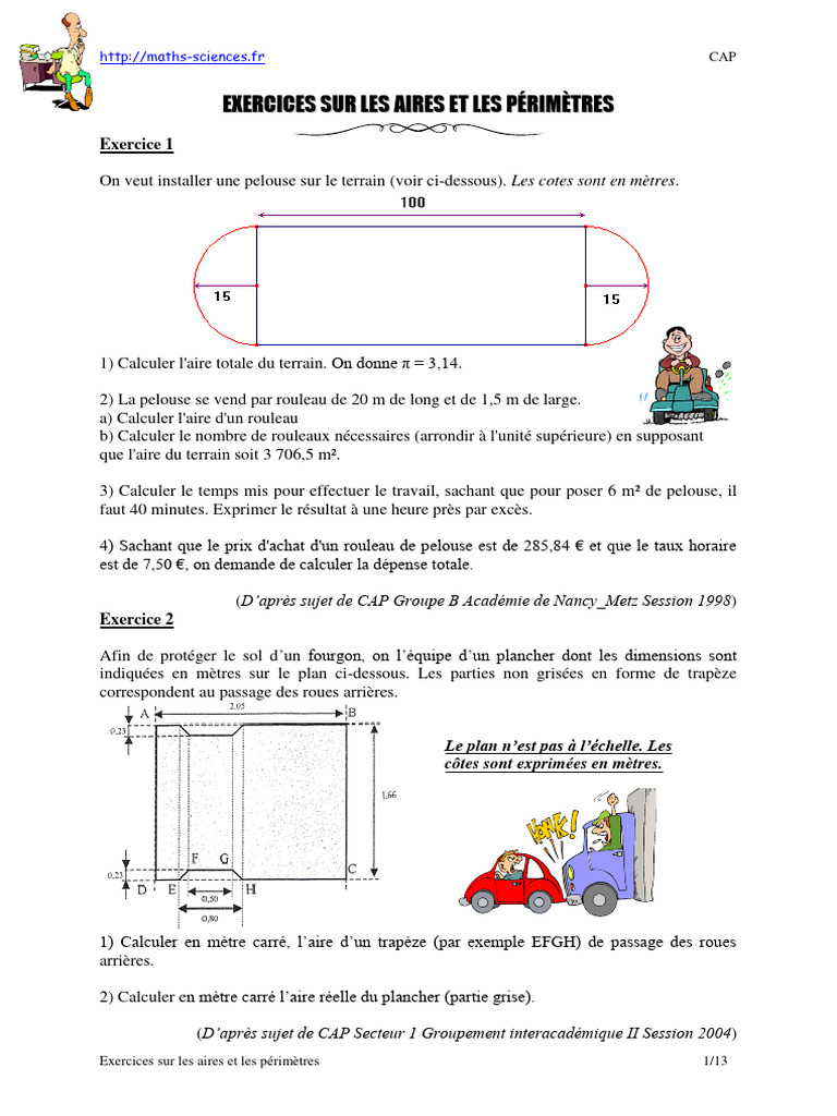 Exercices CAP : Aires et Périmètres | PDF