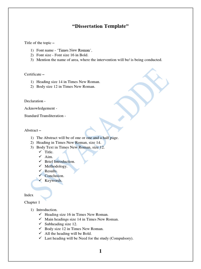 Dissertation Template | PDF | Abstract (Summary) | Methodology