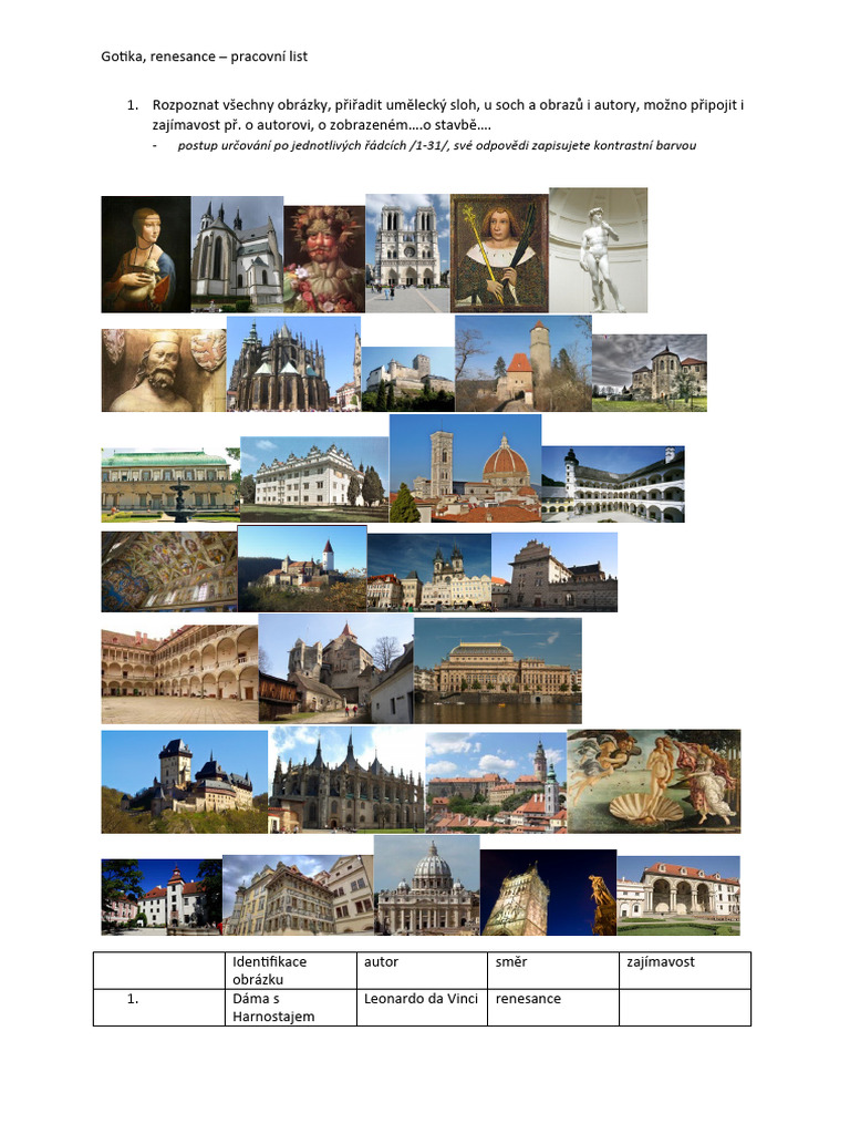 Gotika Renesance - Pracovni List | PDF