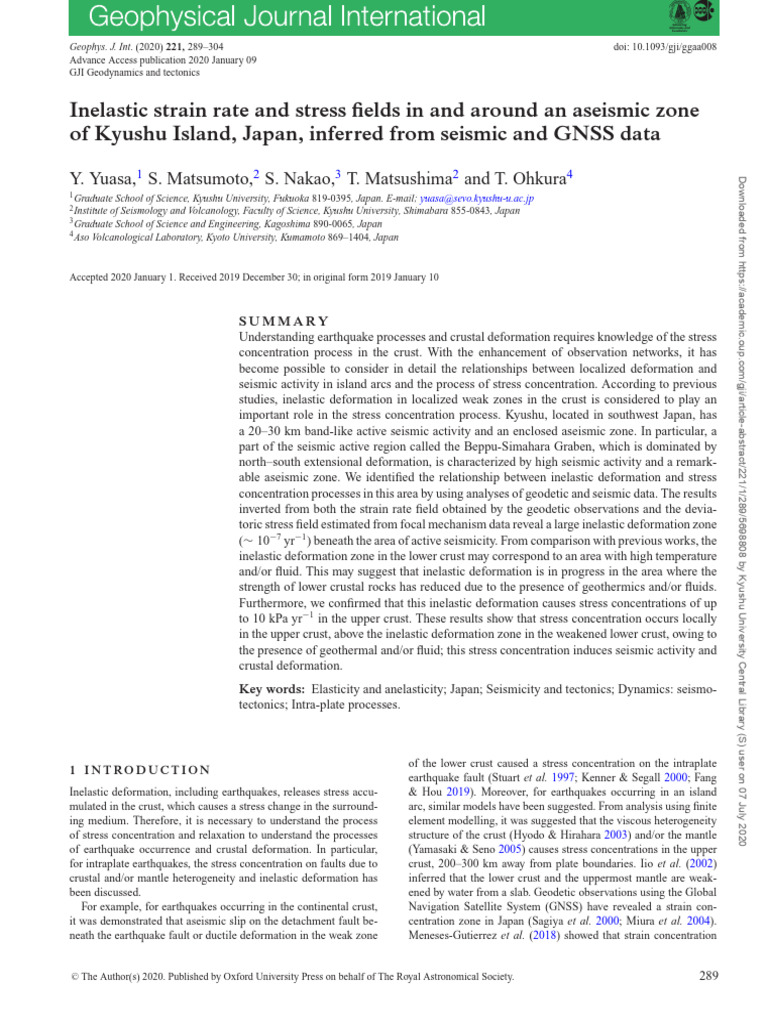 Yuasa Et Al 2020 GJI | PDF | Elasticity (Physics) | Stress (Mechanics)