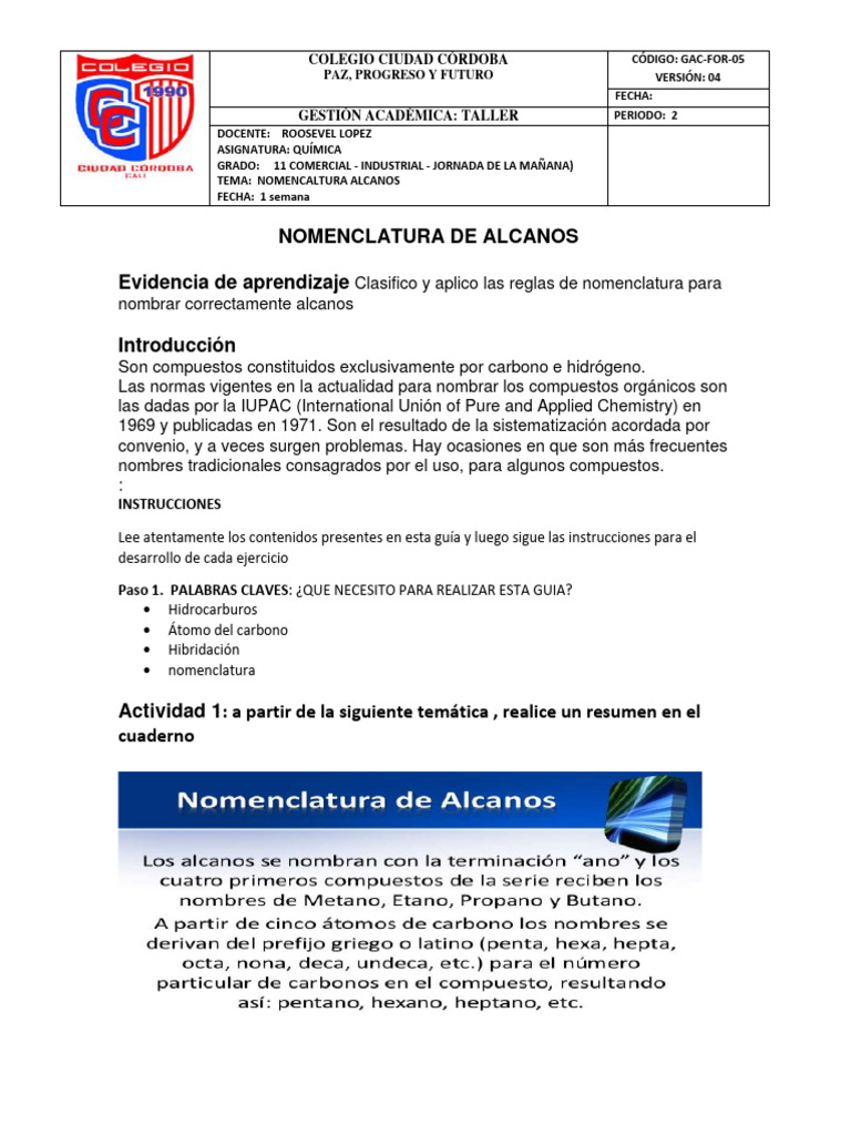 Guia Alcanos Nomenclatura | PDF | Alcano | Isómero