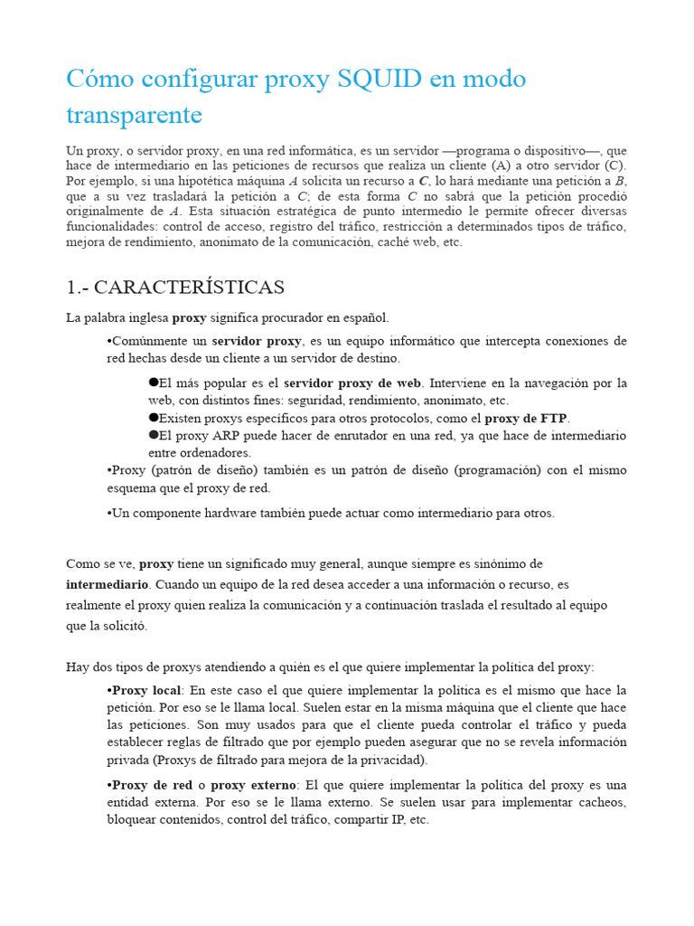 Configura Proxy SQUID Transparente | PDF | Servidor proxy | Red de ...