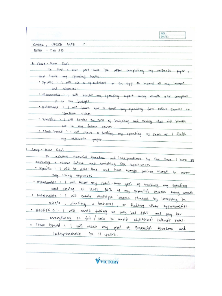 Activity1 - Goal Setting (SMART) | PDF