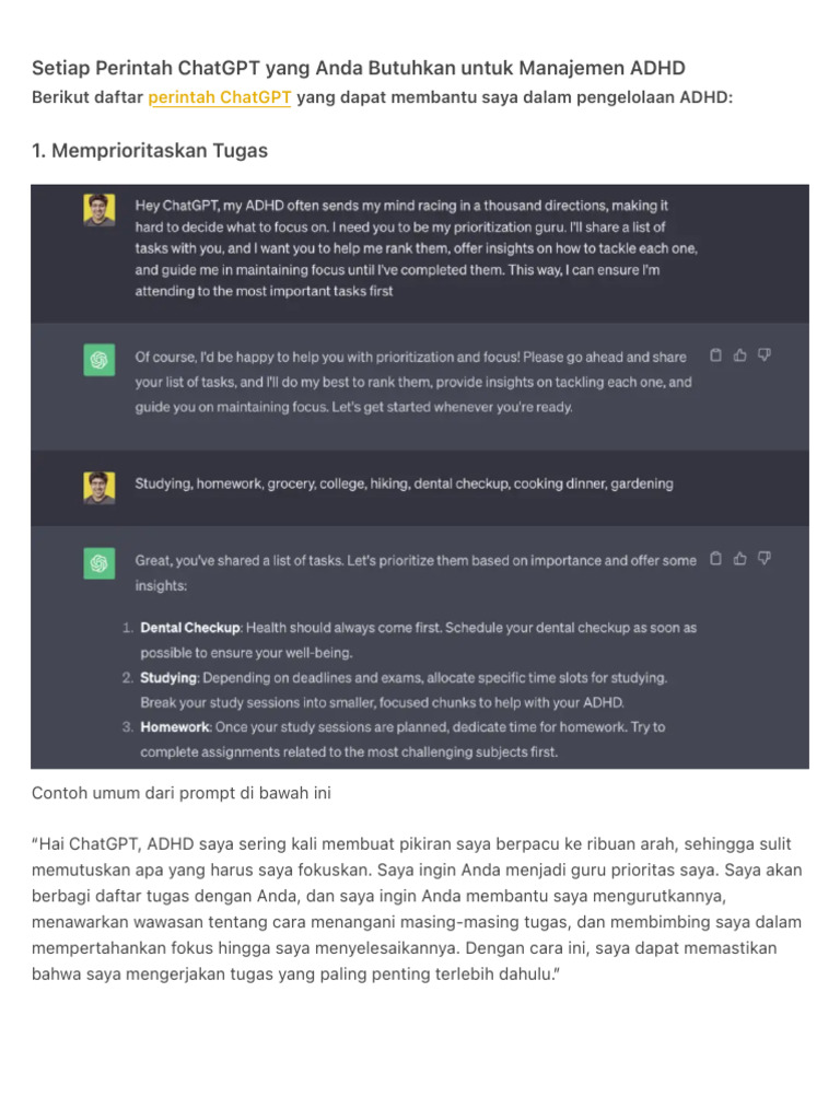 Chat GPT Untuk Adhd | PDF