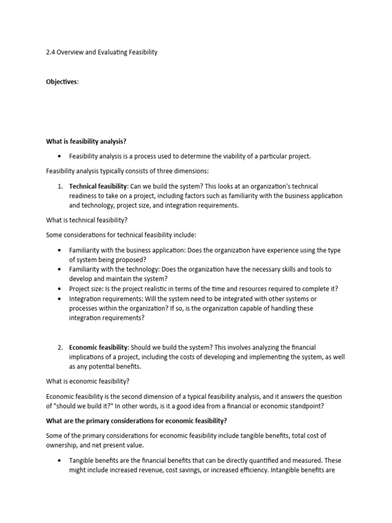Module 2.4 Overview and Evaluating Feasibility | PDF | Feasibility Study | Net Present Value