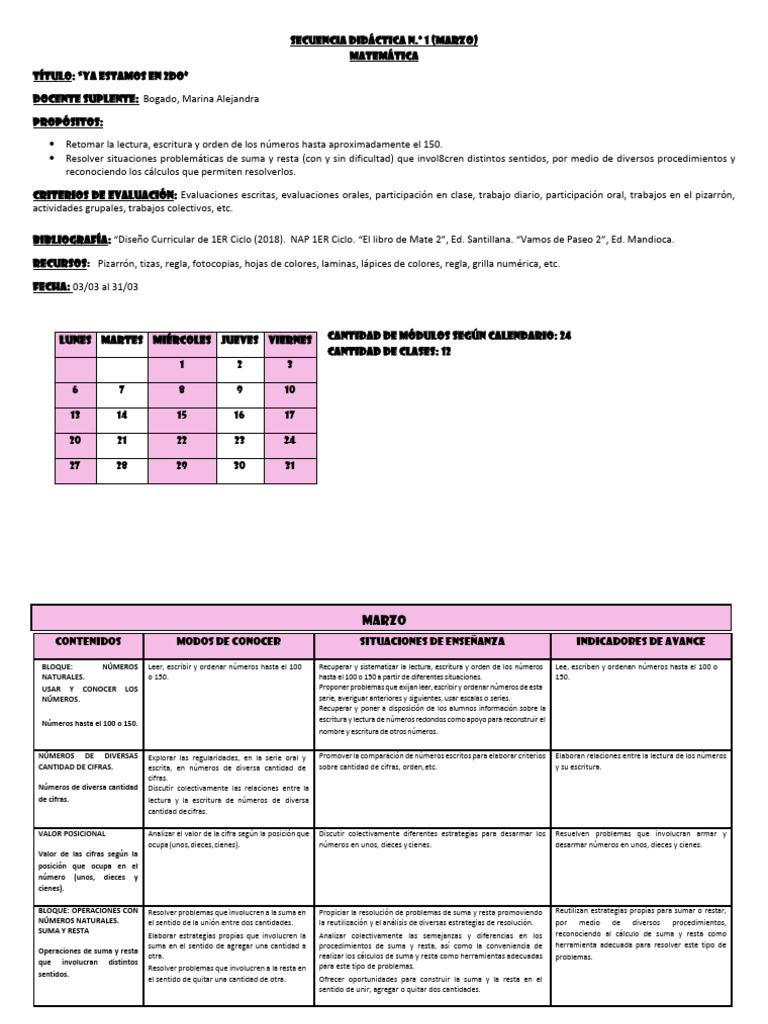 Números y Operaciones en 2do Grado | PDF