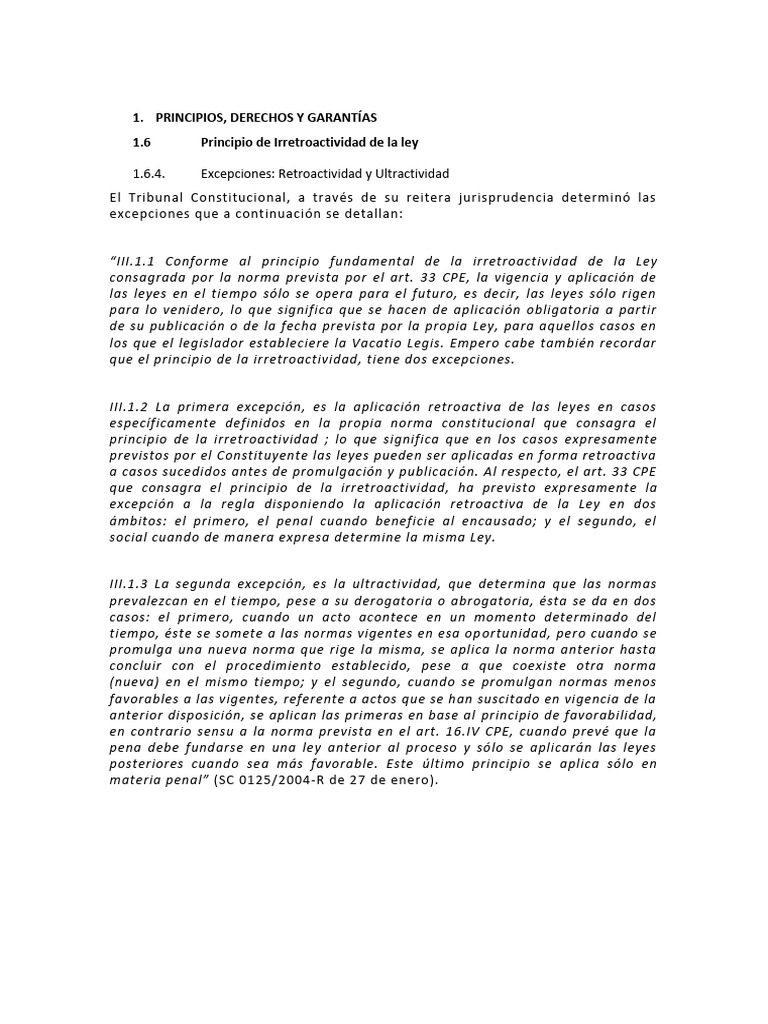 SC 0125-2004-R Principio de Irretroactividad de La Ley | PDF | Caso de ley | Principios éticos