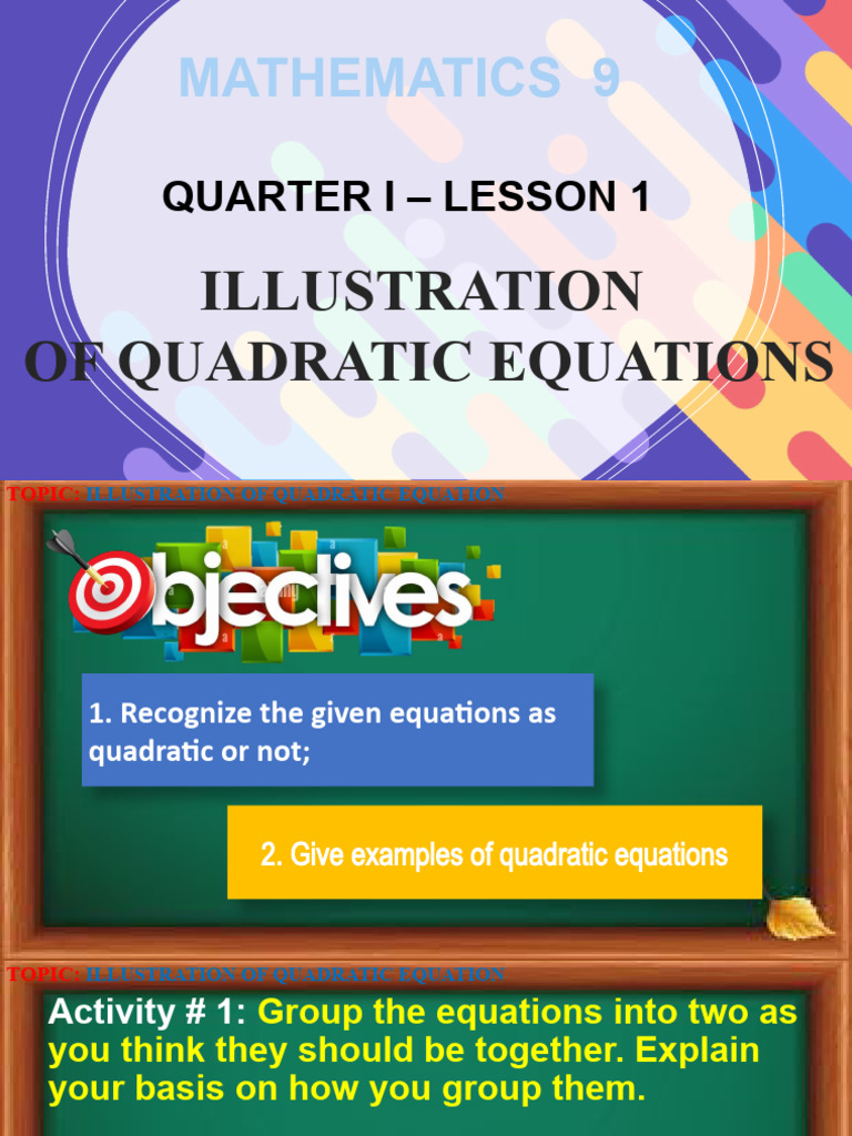 Q1 Lesson 1 | PDF | Equations | Quadratic Equation