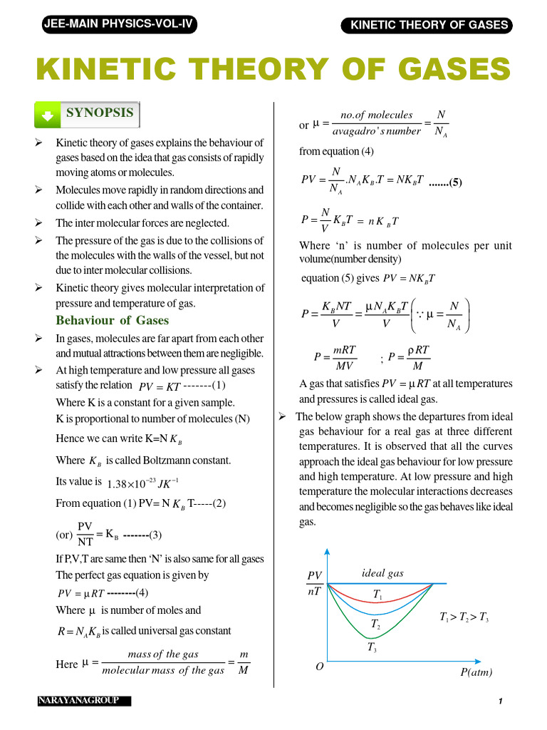 1a. Kinetic Theory of Gases (P 1-22) | PDF