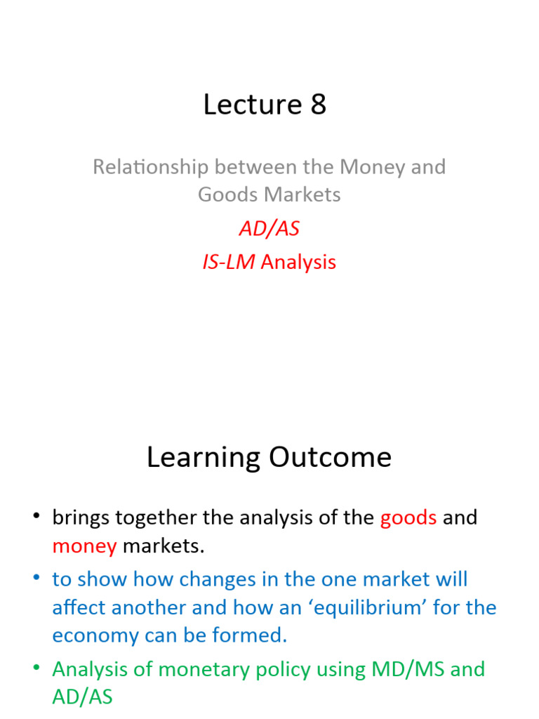 Lecture 8 Relationship Between Money and Goods Market | PDF | Monetary ...