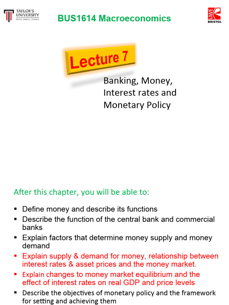 Lecture 7 Banking, Money and Monetary Policy | PDF | Monetary Policy ...