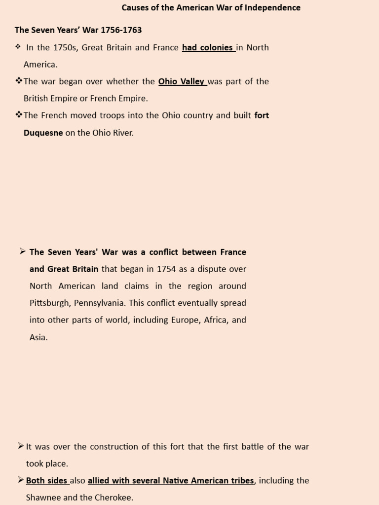 Causes of American Revolution | PDF | French And Indian War | American ...