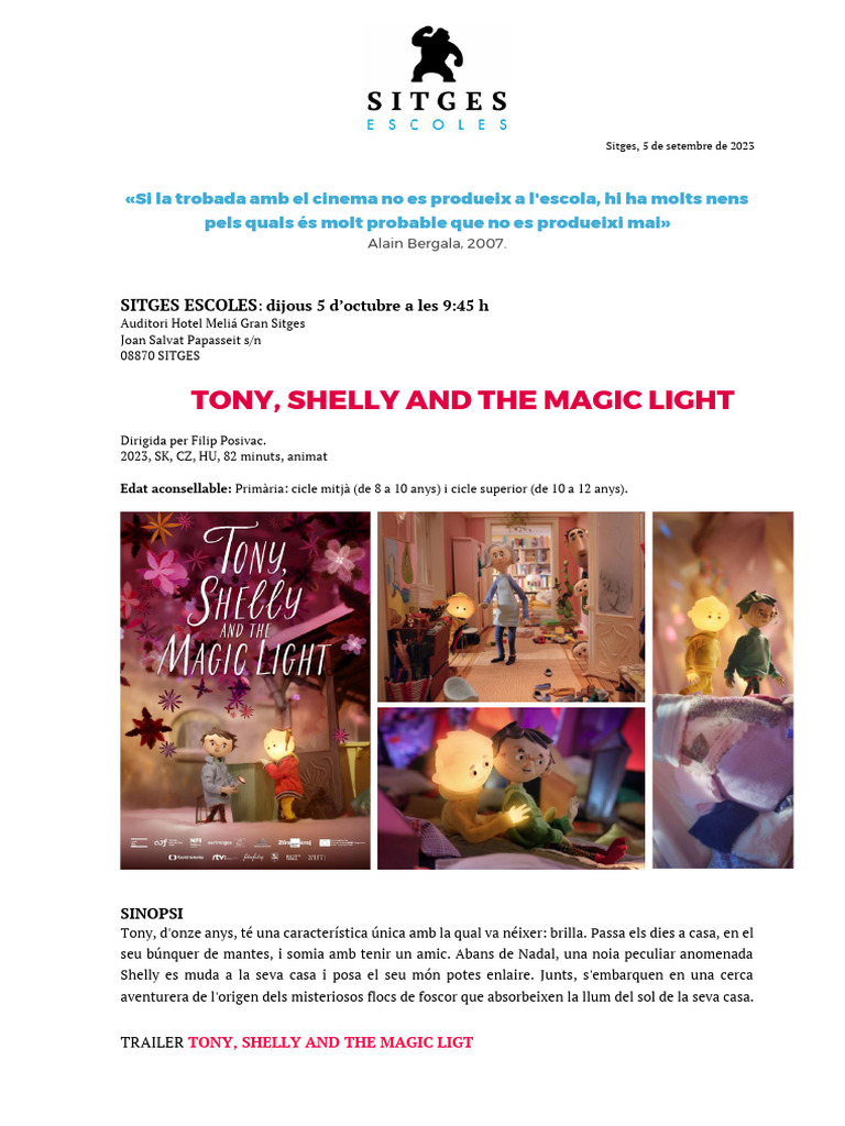 Tony Shell and The Magic Light - Projecció Auditori 2023 | PDF