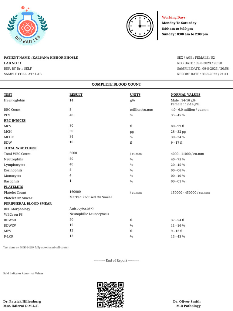 CBC Report | Download Free PDF | White Blood Cell | Medicine