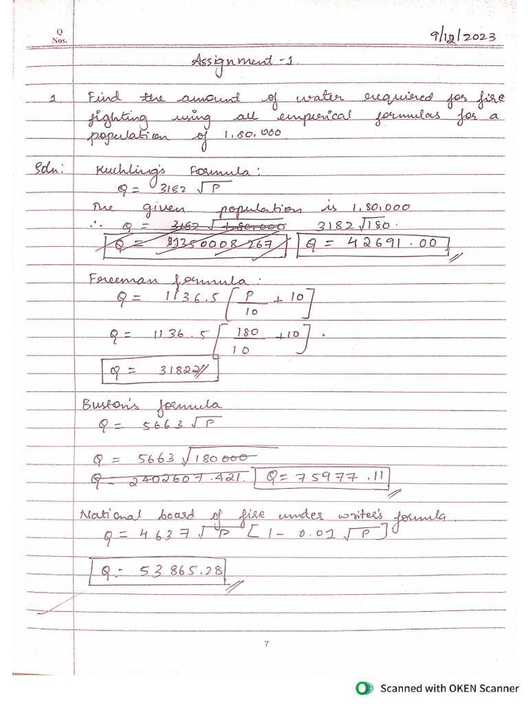 Water Supply Assignment 1 | PDF
