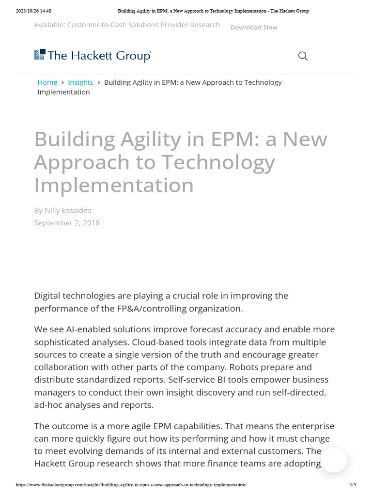 Building Agility in EPM - A New Approach To Technology Implementation ...