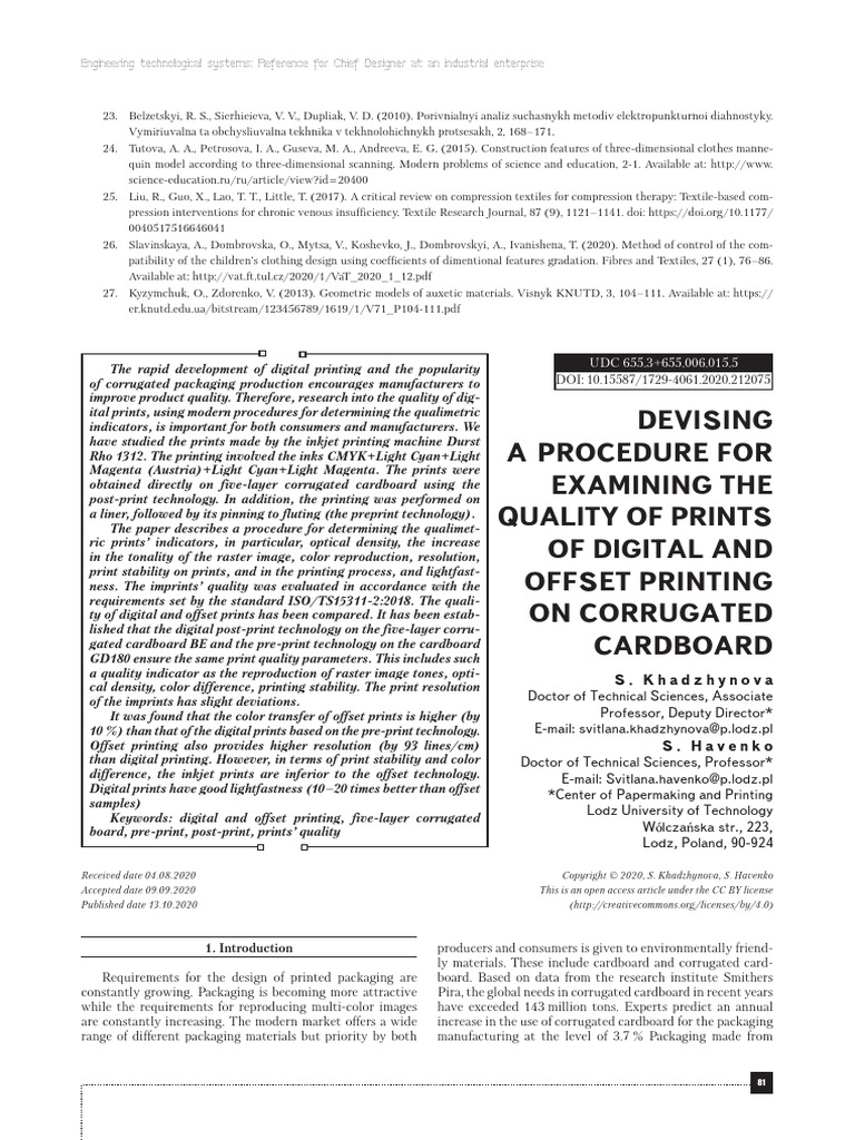 Devising A Procedure For Examining The Quality of Prints of Digital and ...