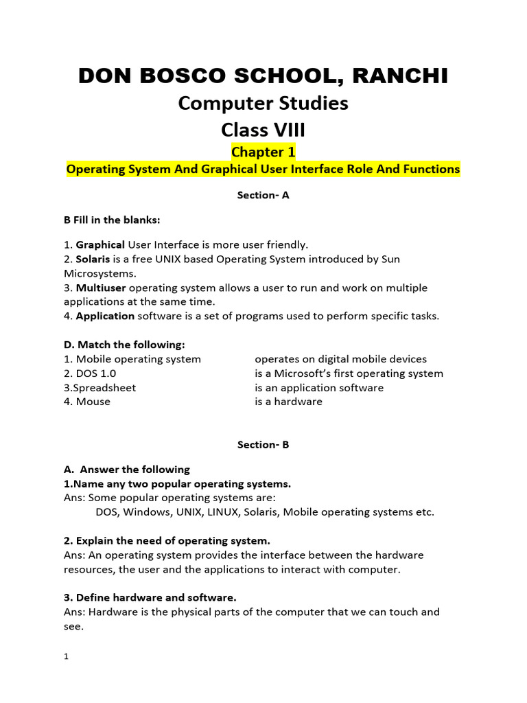 Class 8 Computer Science | PDF | Operating System | Graphical User Interfaces