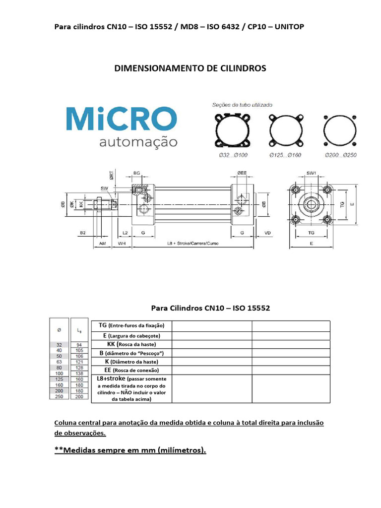 Micro Automação - Dimensionamento de Cilindros CN10 | PDF | Esportes e ...