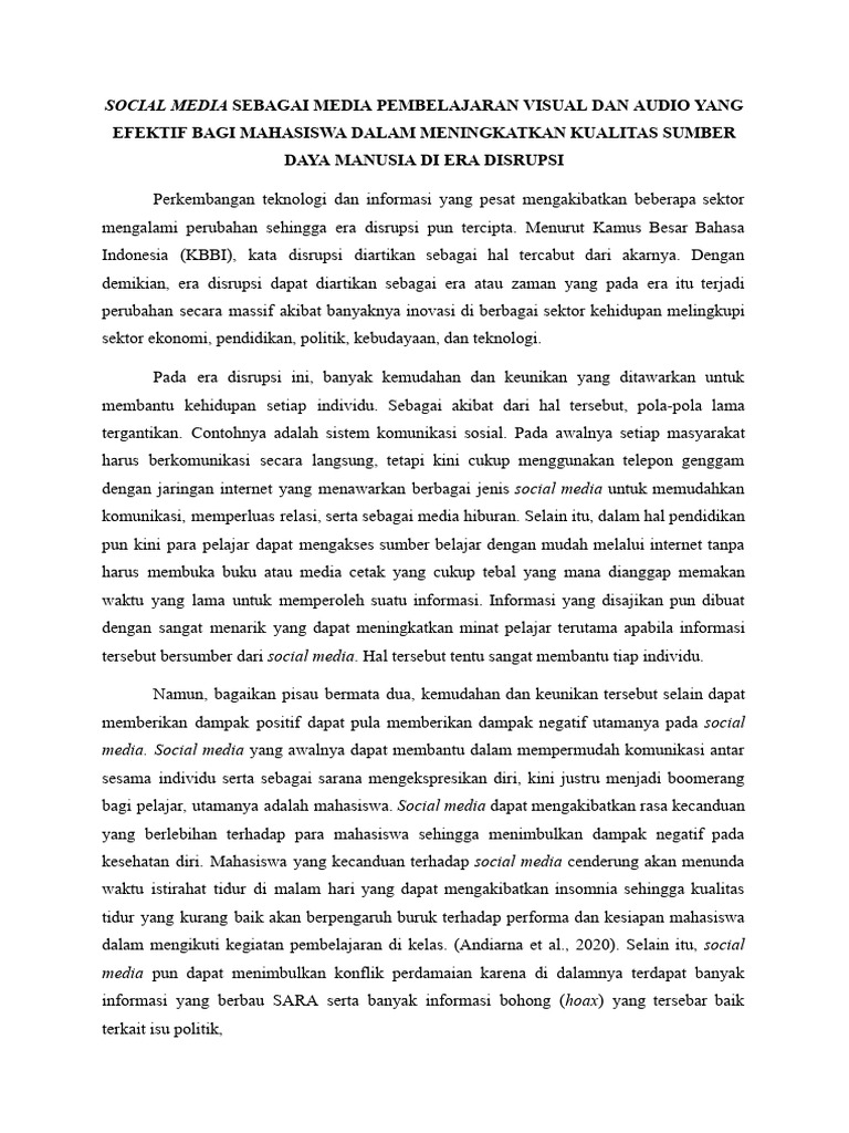 Social Media Sebagai Media Pembelajaran Visual Dan Audio Yang Efektif ...