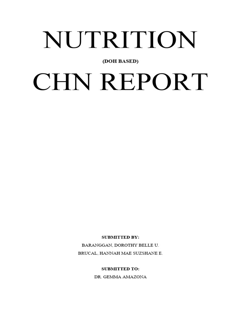 CHN Nutrition Doh Report | PDF | Alcoholic Beverages | Micronutrient
