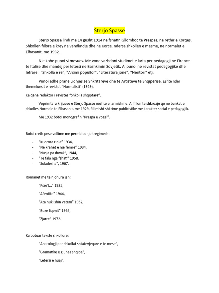 Sterjo Spasse | PDF
