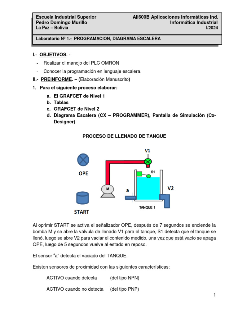 Lab - 1, PROGRAMACION, DIAGRAMA ESCALERA | PDF | Bomba | Tap (Válvula)