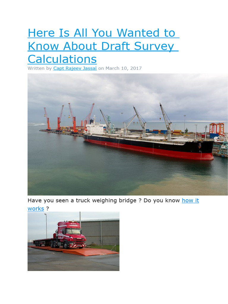 Here Is All You Wanted To Know About Draft Survey Calculations | PDF ...