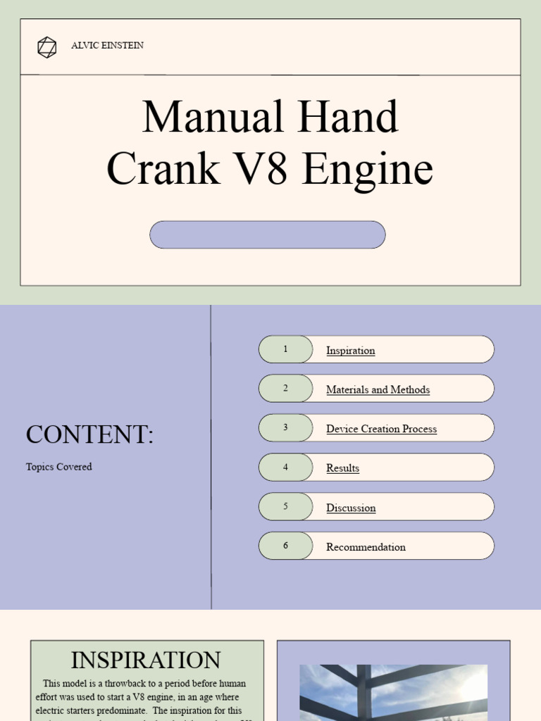 Alvic Einstein Manual Hand Crank V8 Engine | PDF | Engines | V8 Engine