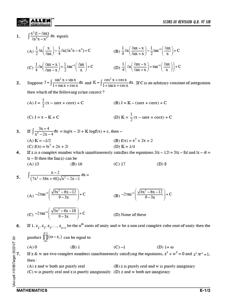 (@bohring - Bot) VT Question Bank Page 33-45 | PDF | Mathematical Analysis | Mathematical Objects