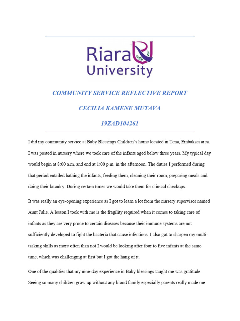 Community Service Reflective Report | Download Free PDF | Infants ...