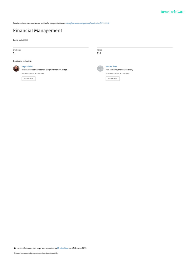 Financial Management | PDF | Capital Budgeting | Cost Of Capital
