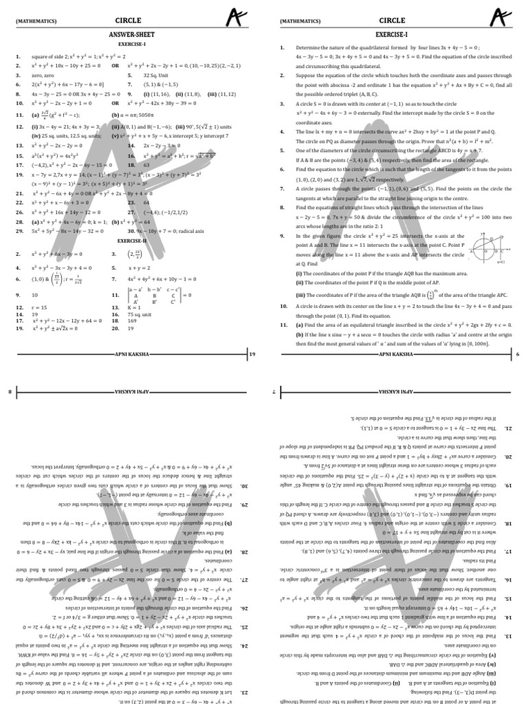 Sheet 01 Circle 1 Booklet Download Free Pdf Circle Tangent
