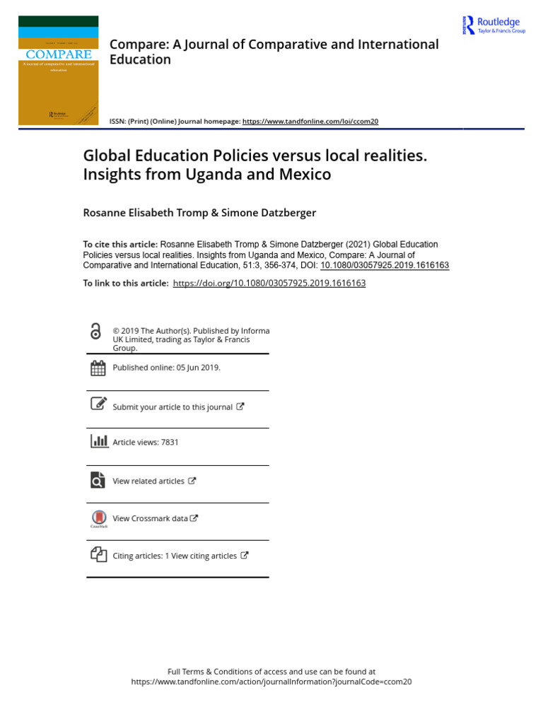 3b Global Education Policies Versus Local Realities | PDF | Finance & Money Management | Social ...