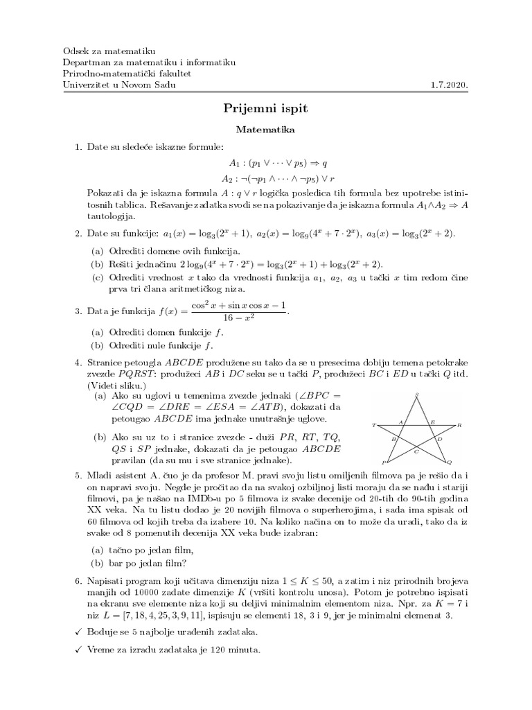 Prijemni 2020-2022 | PDF
