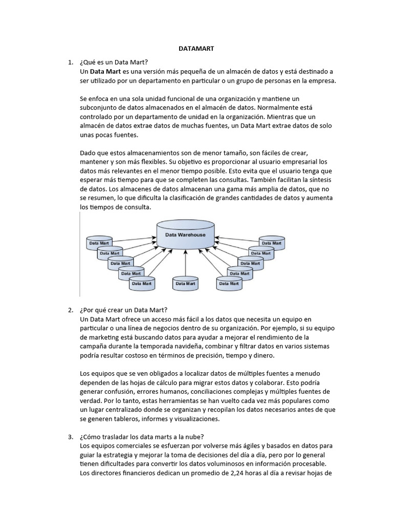 DATAMART | PDF | Almacén de datos | Computación en la nube