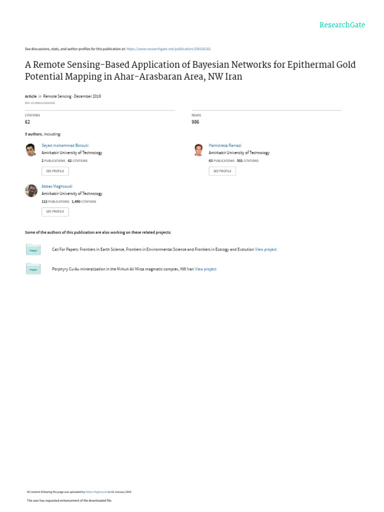 A Remote Sensing Based Application Of Bayesian Net Pdf Principal Component Analysis Remote