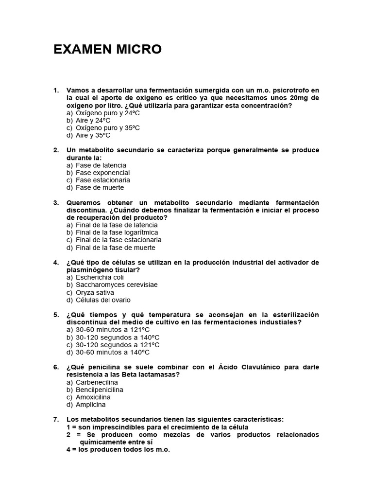 Examen Micro | PDF | Penicilina | Gene