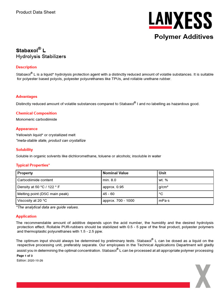 Stabaxol L | PDF | Polyurethane | Solubility